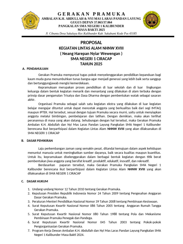 Proposal Lintas Alam NHNW Xviii 2025-2 | PDF