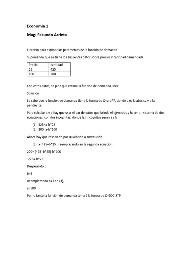 Estimación de Función de Demanda Lineal | PDF