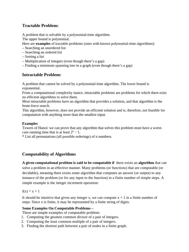 Tractible Complexity Classes | PDF | Time Complexity | Computational Complexity Theory