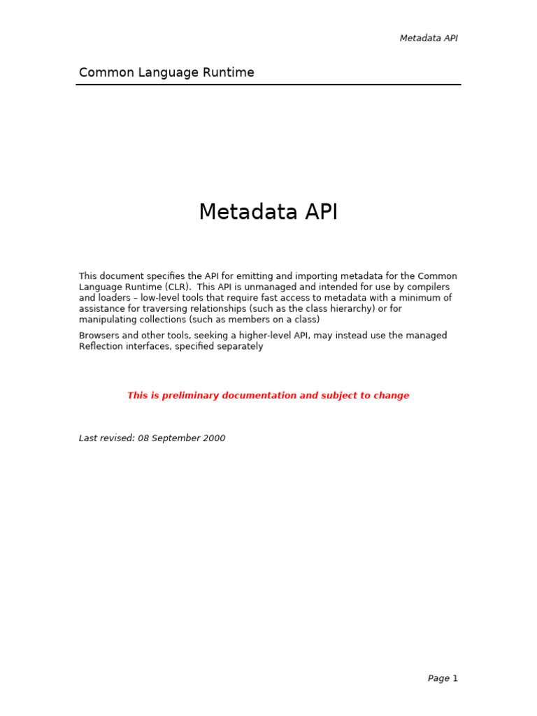 Metadata A Pi | PDF | Class (Computer Programming) | Method (Computer Programming)