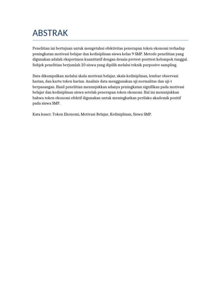 Abstrak Dan Kata Pengantar Token Ekonomi SMP | PDF