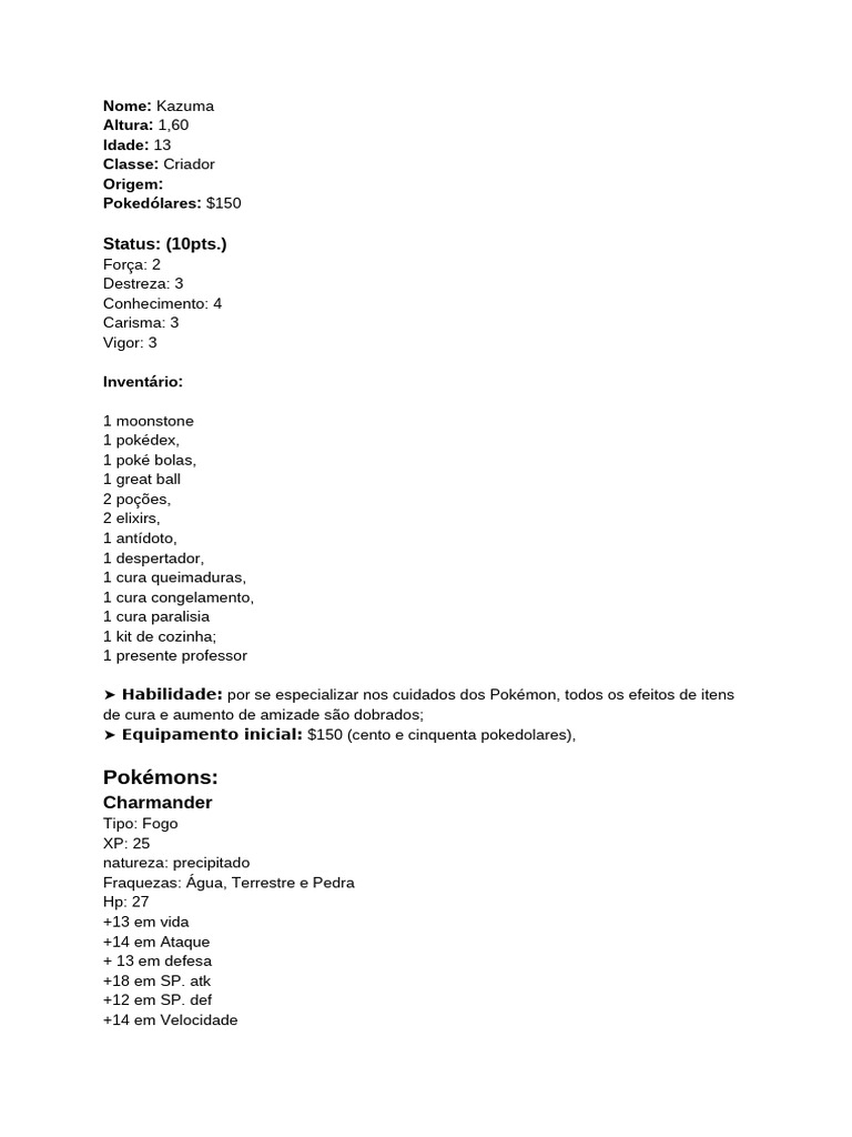 Kazuma: Criador de Pokémon e Stats | PDF | Franquias da Nintendo ...