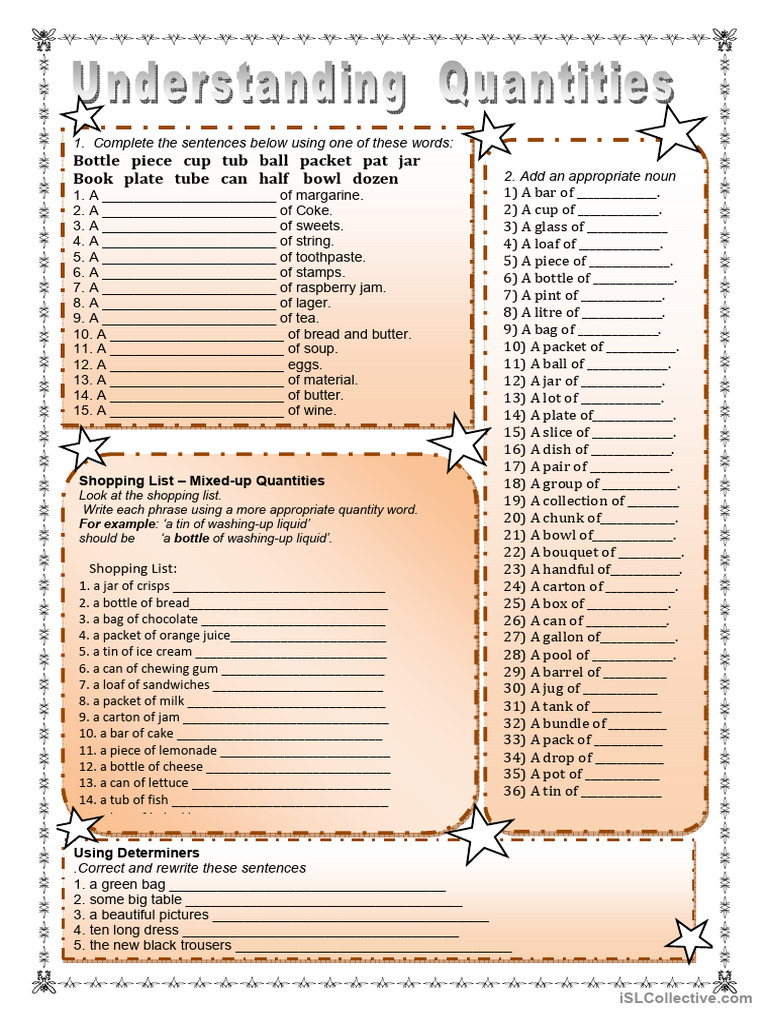 Understanding Quantities | PDF | Foods