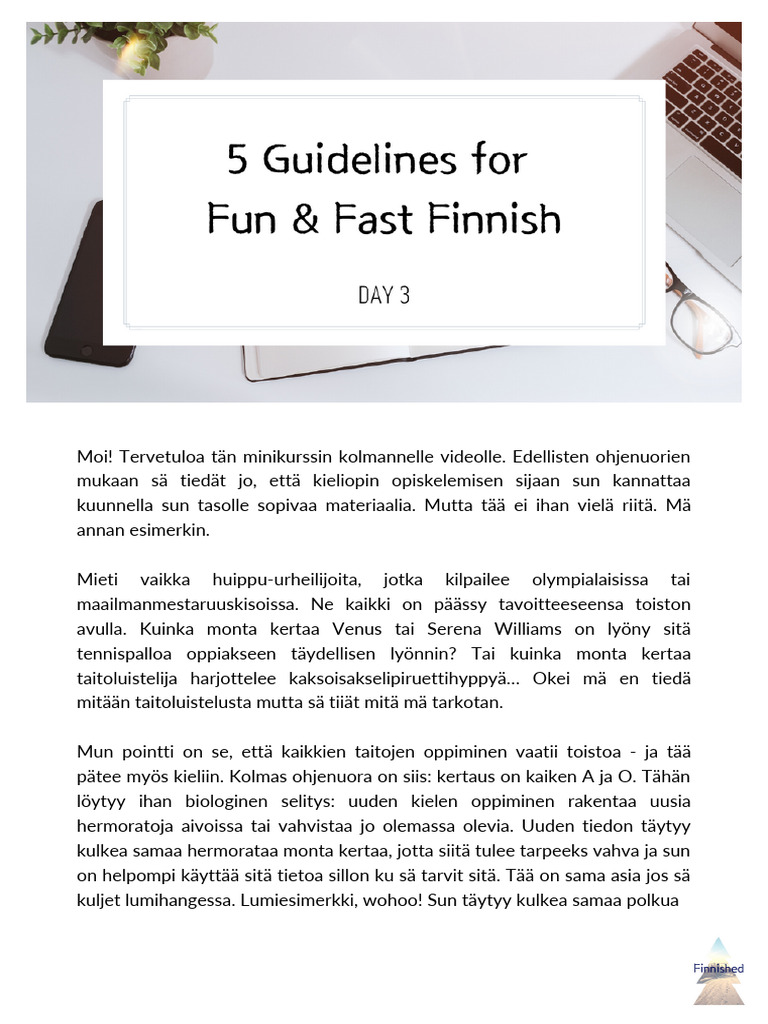 5 Guidelines For Fun & Fast Finnish - Day 3 | PDF