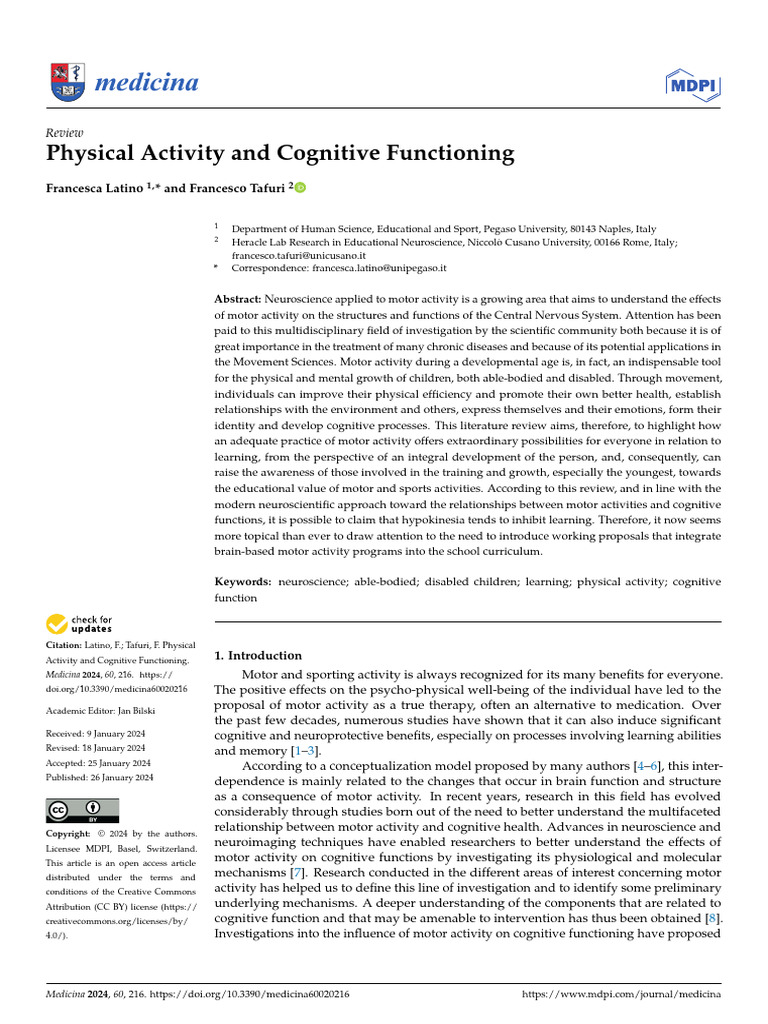 Physical Activity and Cognitive Functioning | PDF | Neuroplasticity | Brain