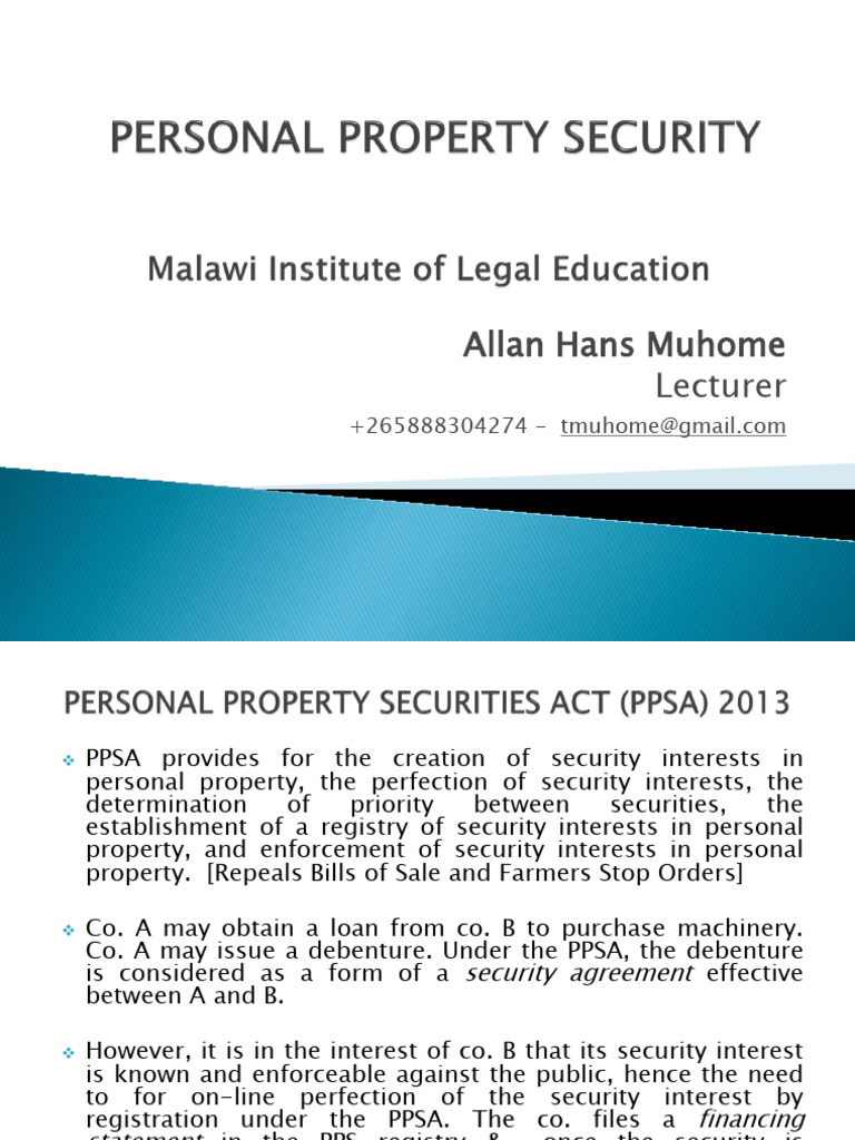 Understanding the PPSA and Security Interests | PDF | Security Interest ...