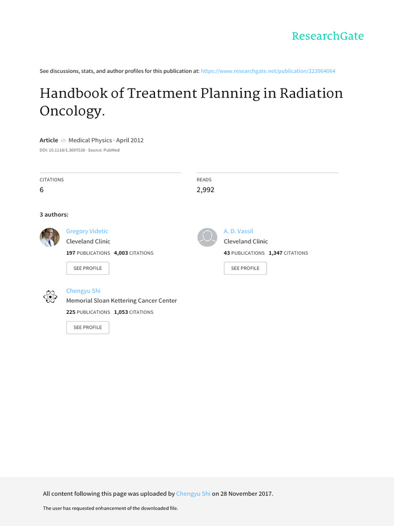 Handbook of Radiation Treatment Planning | PDF | Radiation Therapy ...