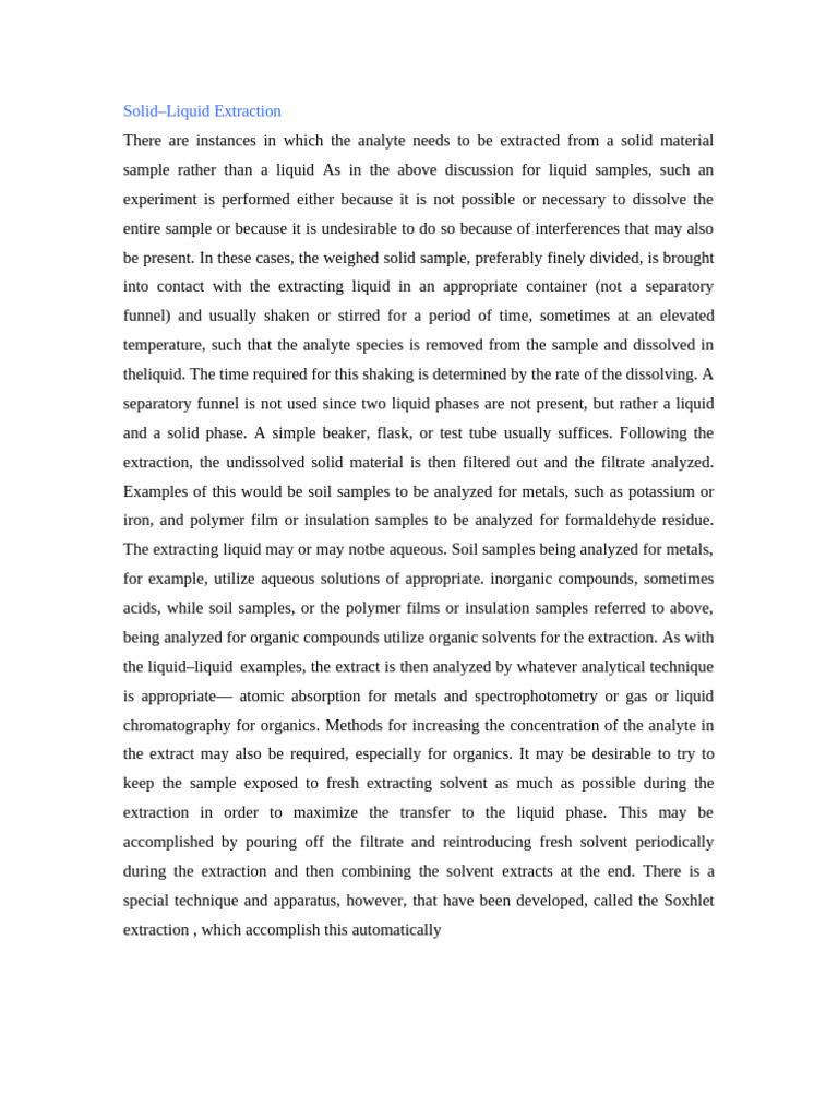 Solid-Liquid Extraction | PDF | Applied And Interdisciplinary Physics | Chemical Substances