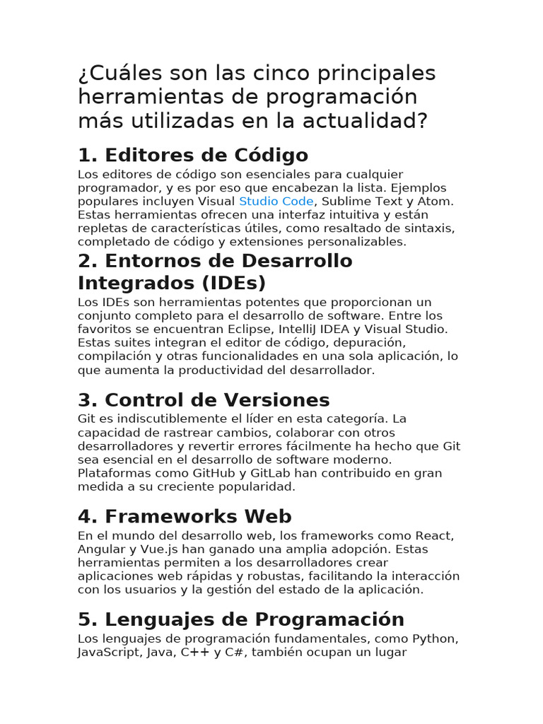 Herramienta de Programacion | PDF | Desarrollo web | Entorno de ...