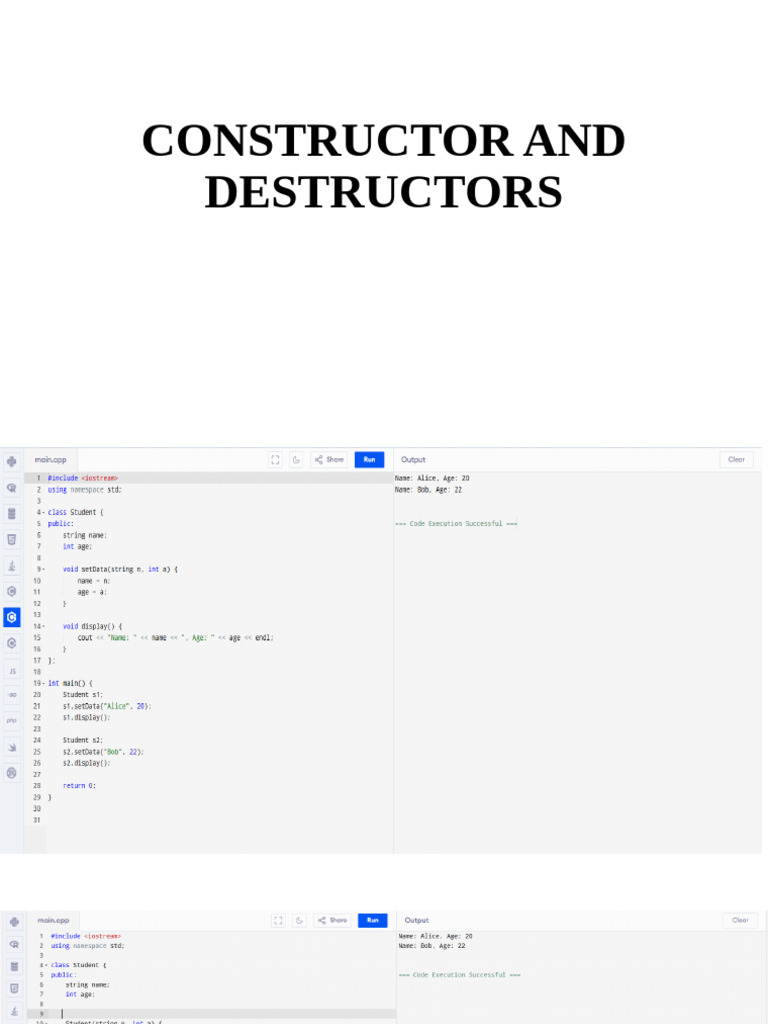 Constructor and Destructors | PDF | Programming | Constructor (Object Oriented Programming)