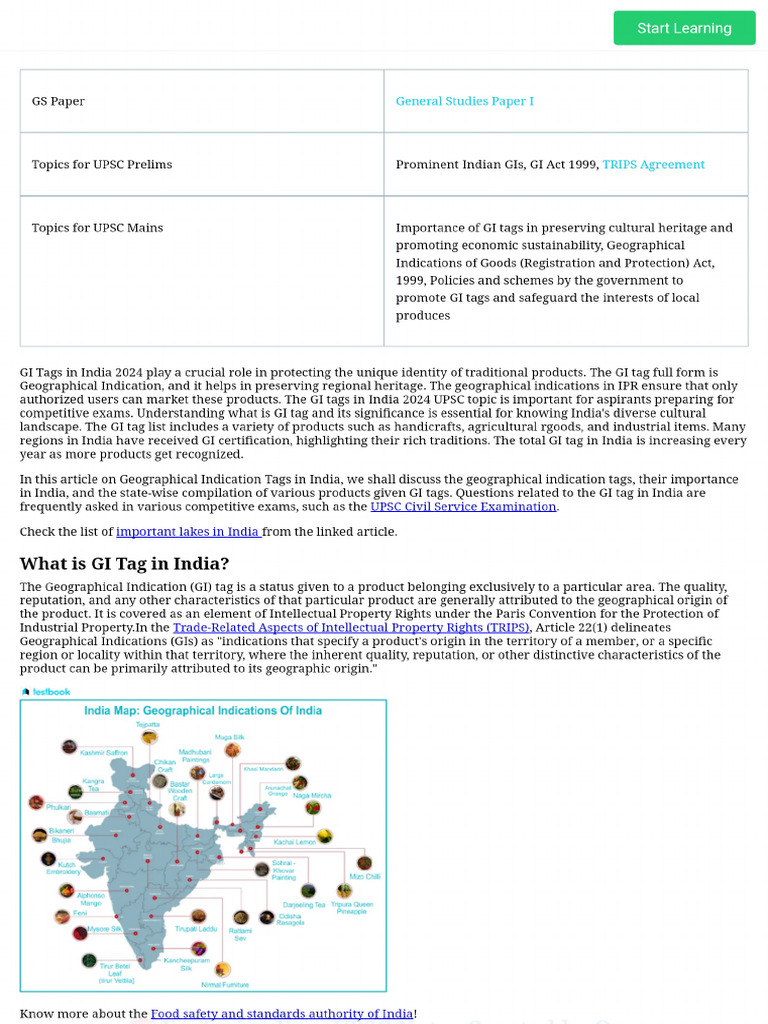 GI Tags in India (Geographical Indications) - Latest List 2024 ...