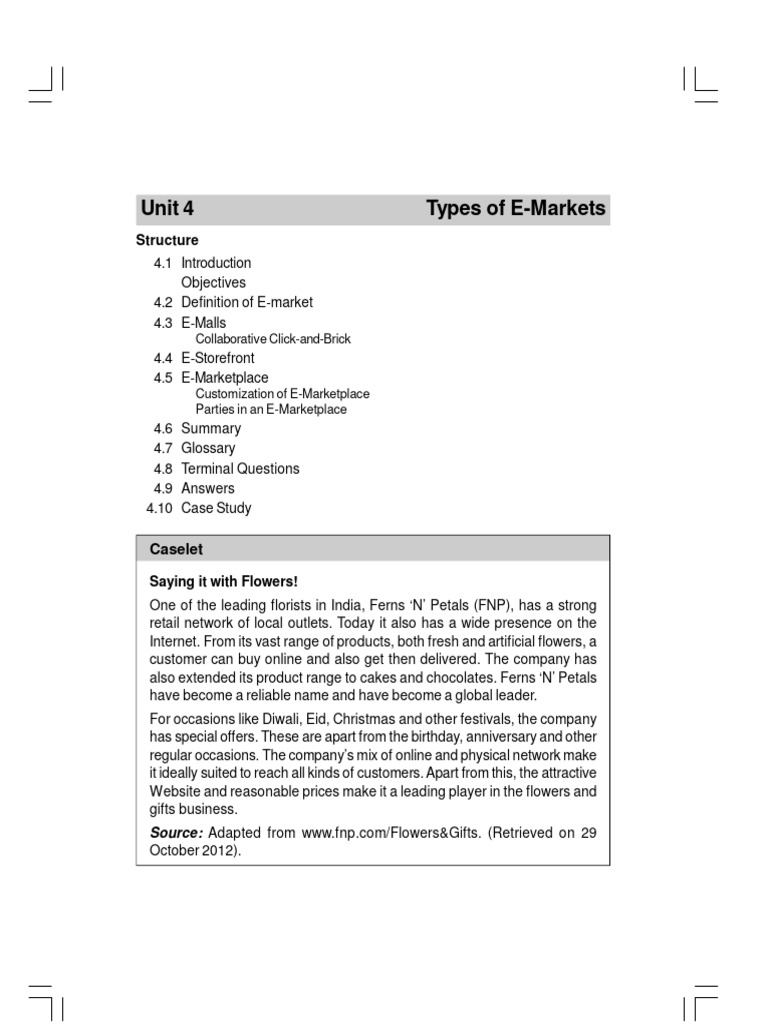 Unit 04_Types of E-Markets | PDF | Online Shopping | Electronic Business