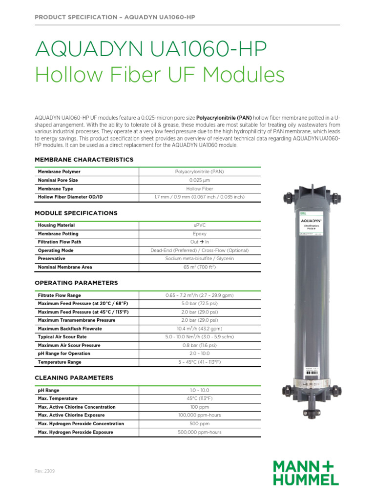 aquadyn-ua1060hp-uf-data-sheetpdf | PDF | Membrane | Materials