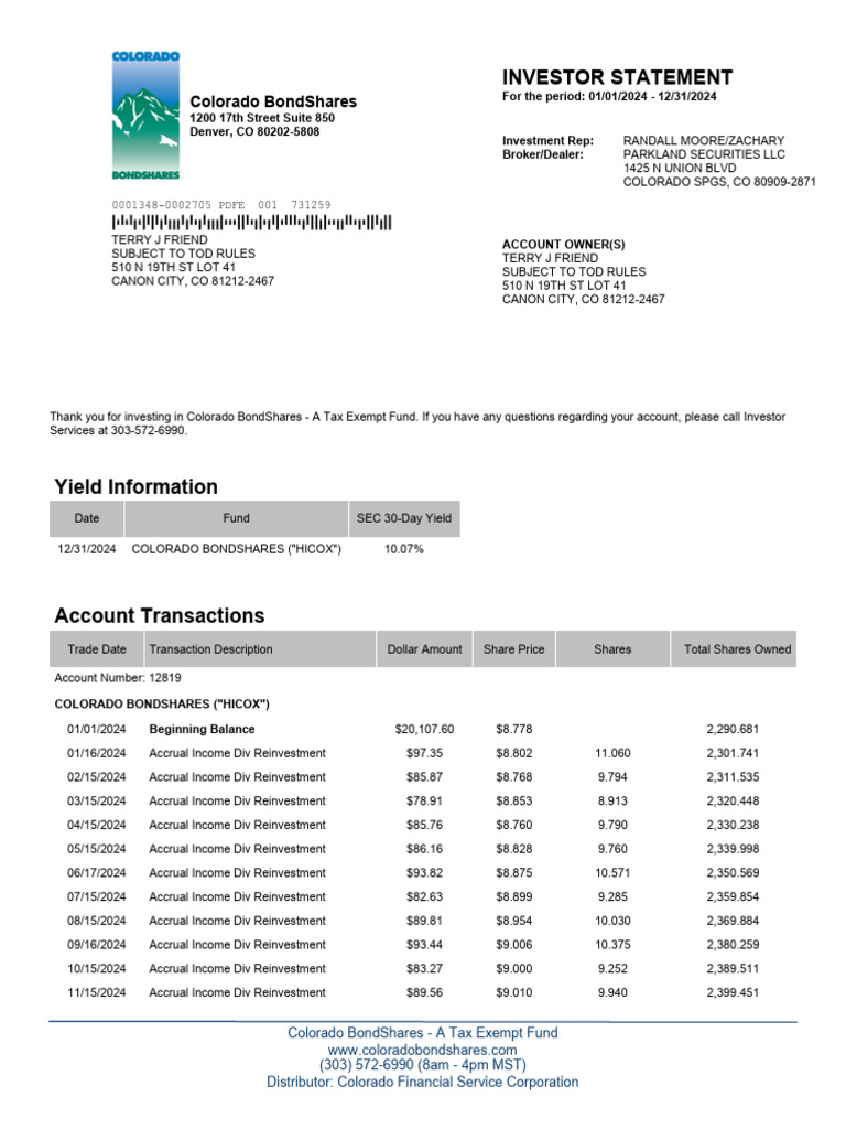 CBS December 2024 Statement | PDF | Dividend | Taxes