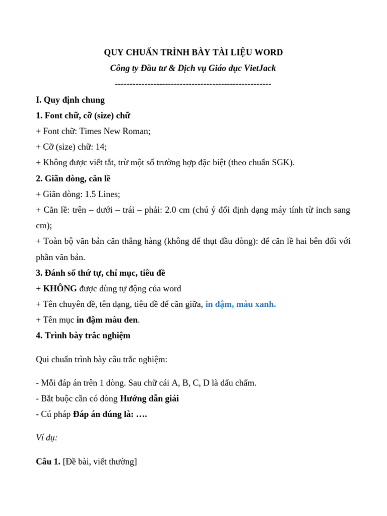VJ Quy Chuẩn Tài Liệu Word VietJack | PDF
