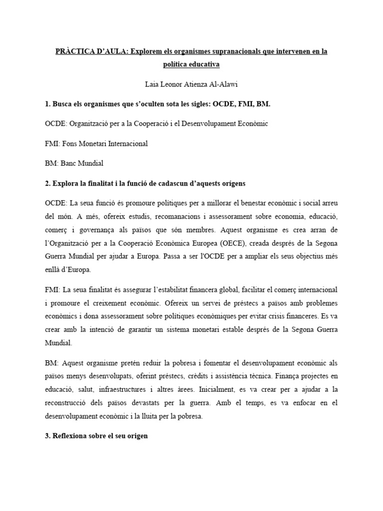 PRÀCTICA D’AULA LAIA ATIENZA ORGANITZACIÓ INFANTIL UV | PDF