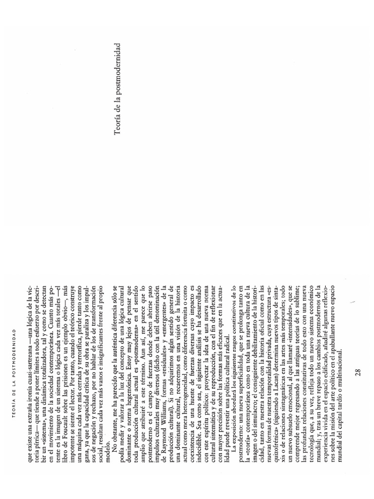 Jameson F. Teoria de La Posmodernidad. Listo para Imprimir Corregido | PDF