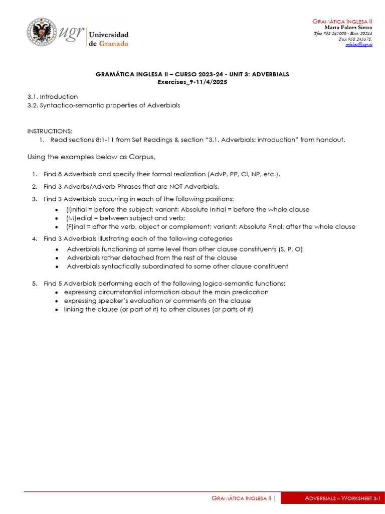 Exercises 3-1 - GRII - 2023-2024 - MFS | PDF | Clause | Syntax