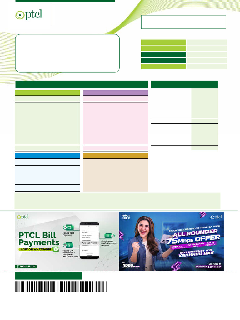 PTCL Invoice for February 2025 | PDF | Payments