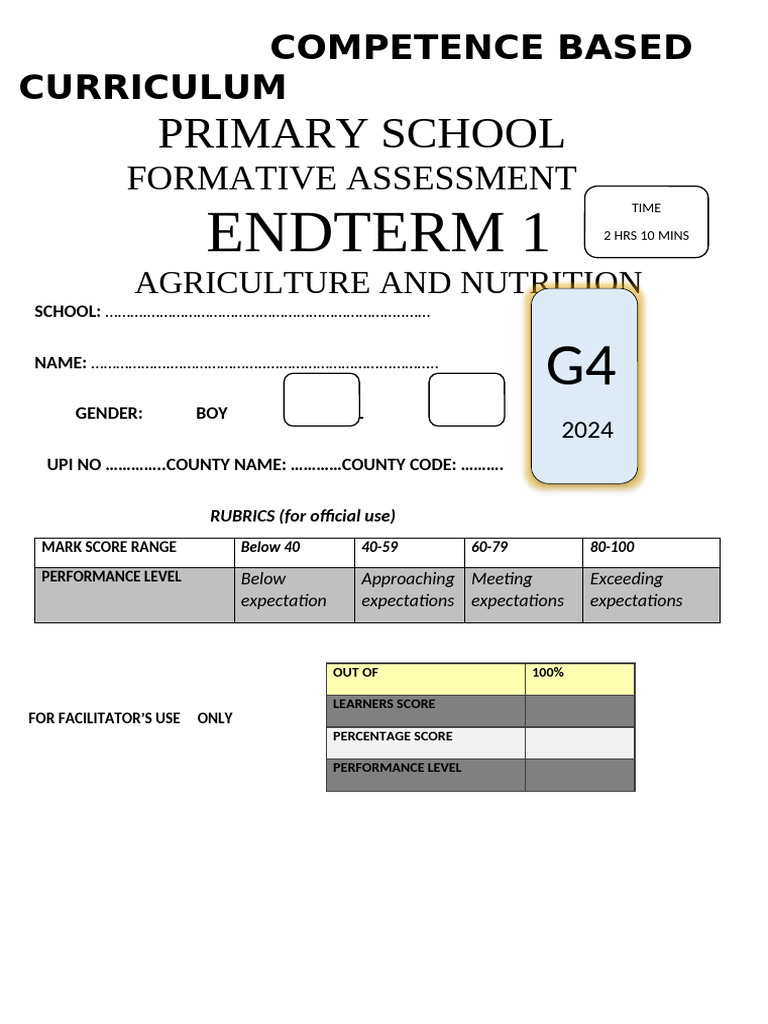 Grade 4 Agriculture and Nutrition Opener Term 2 | PDF | Soil | Manure