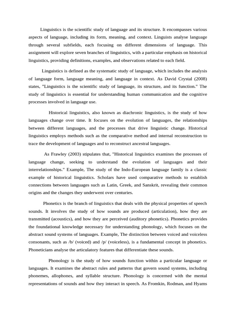 Linguistics is the scientific study of language and its structure | PDF ...