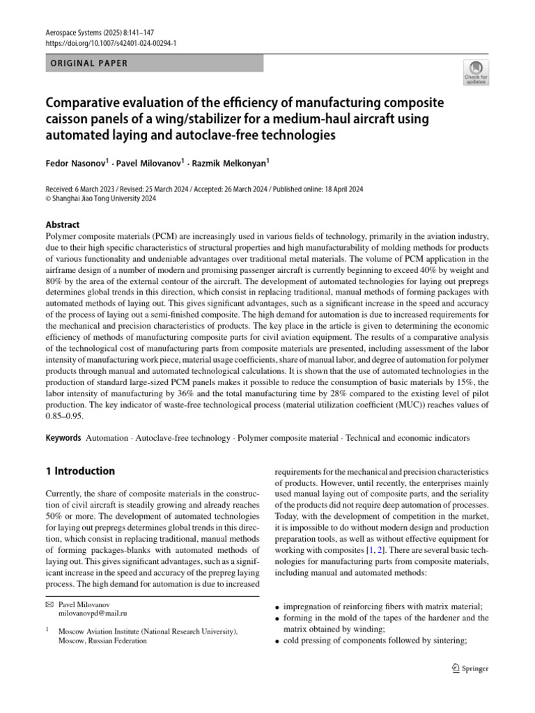 Comparative Evaluation of The Efficiency of Manufacturing Composite ...