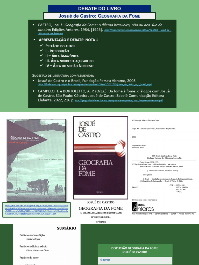 Geografia da Fome: Análise de Josué de Castro | PDF | Brasil | Fome