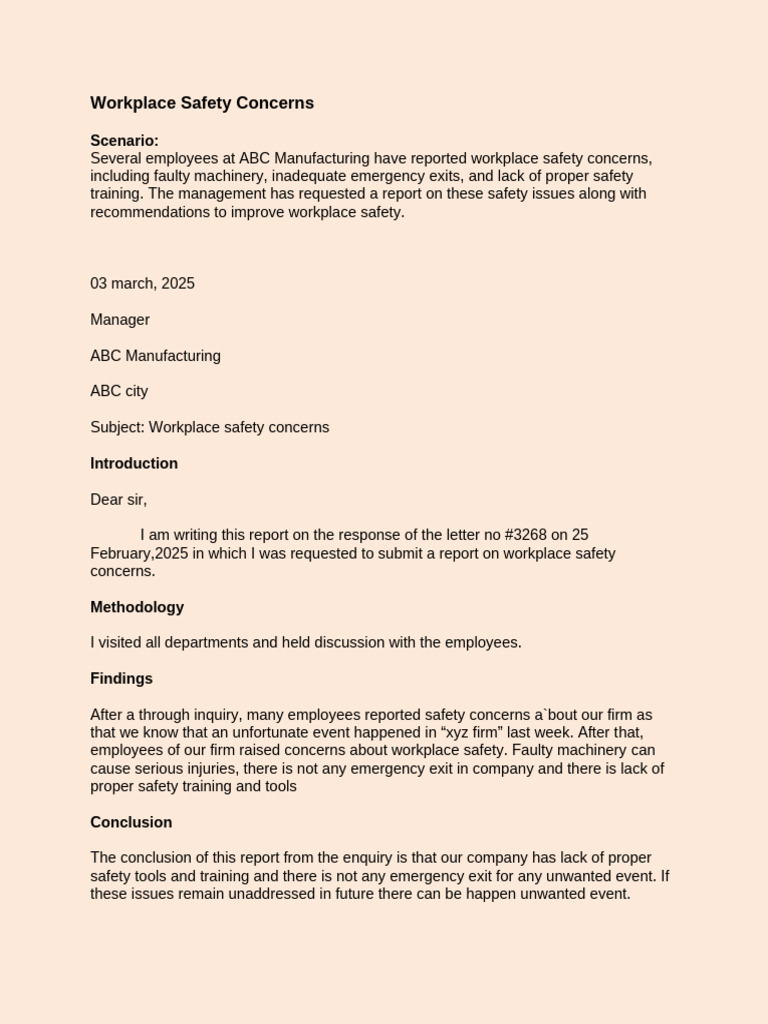 Workplace Safety Concerns | PDF