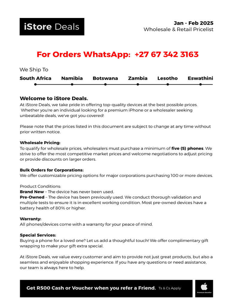 iStore Price List and Deals 2025 | PDF | I Phone | Ios