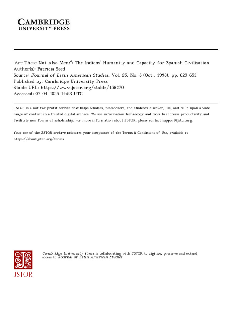 Are These Not Also Men - Patricia Seed | PDF | Ethnography | Spanish ...