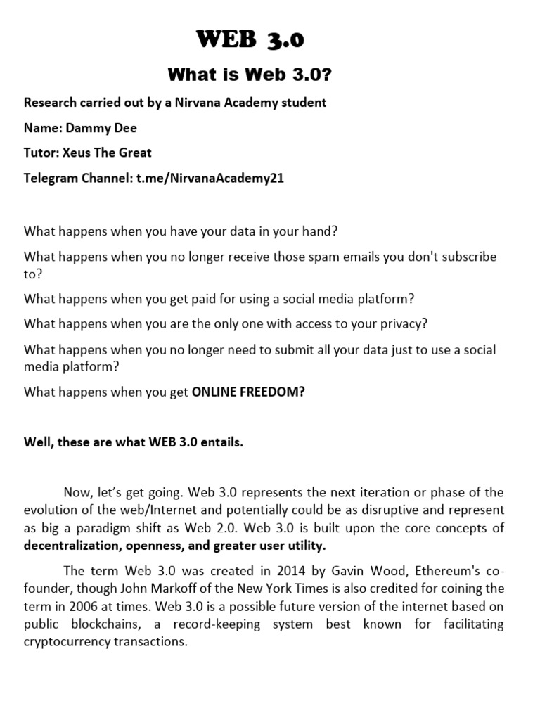 Dammy Dee Web 3 Research | PDF | Cyberspace | World Wide Web