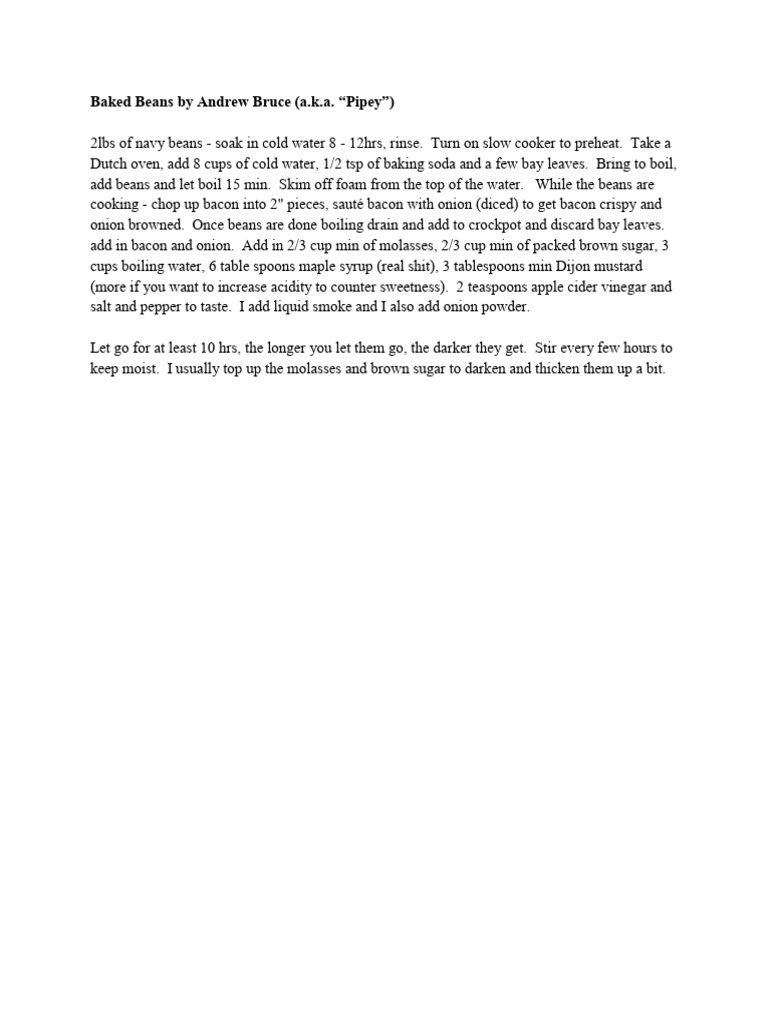 Baked Beans (Andrew Bruce) | PDF