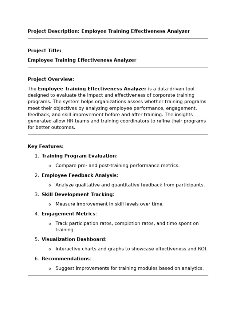 Employee Training Effectiveness Analyzer | PDF | Data Analysis ...