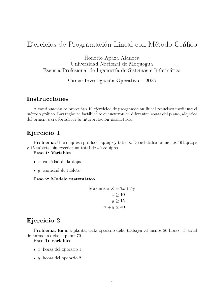 Ejercicios de Investigacion Operativa 2 | PDF | Programación lineal