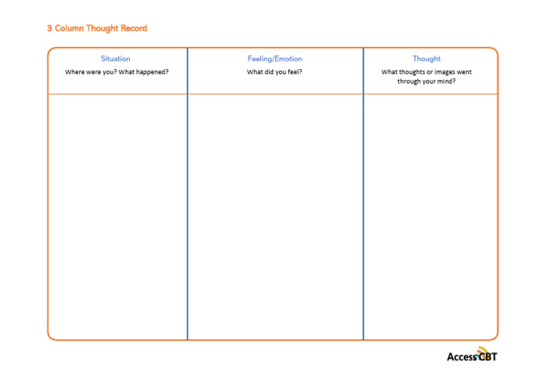 3 Column Thought Record Guide | PDF