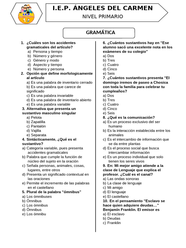simulacro 4° | PDF | Sustantivo | Palabra