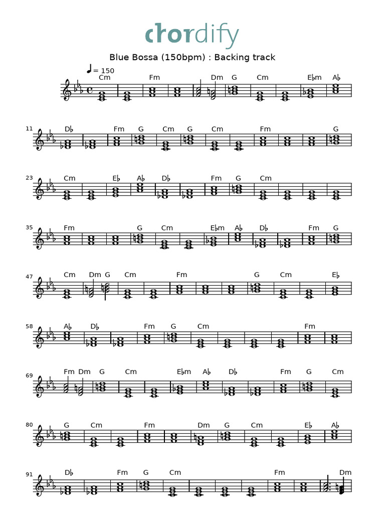 Blue Bossa Backing Track at 150 BPM | PDF