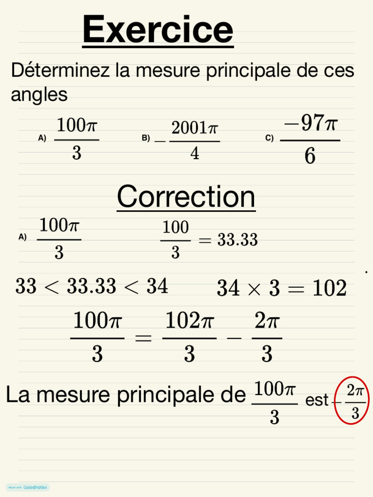 Mesure Principale des Angles Corrigés | PDF