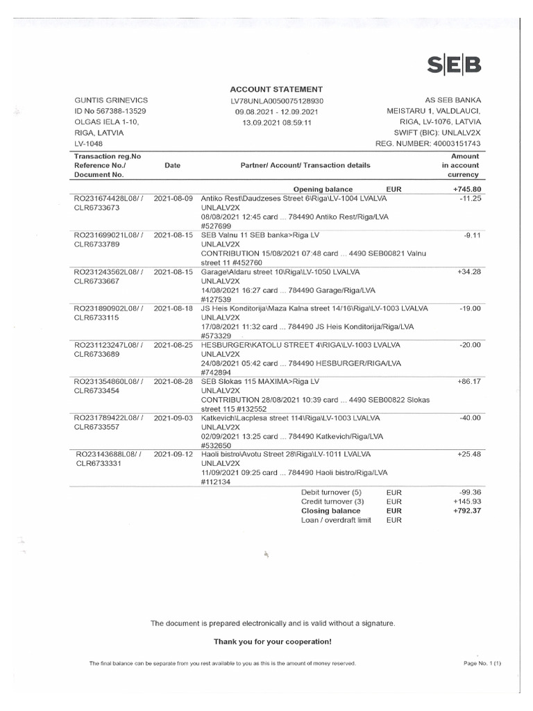 Seb Bank Latvia | PDF