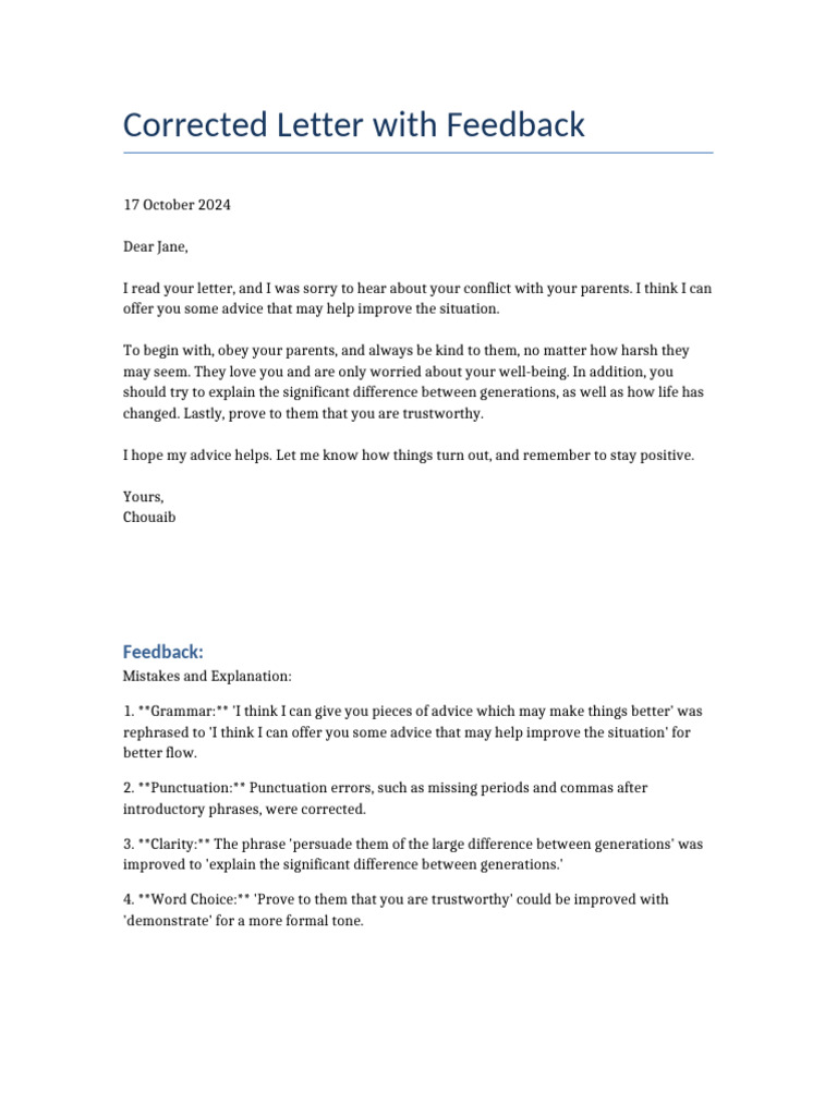 Corrected Letter With Feedback and Score 3 | PDF