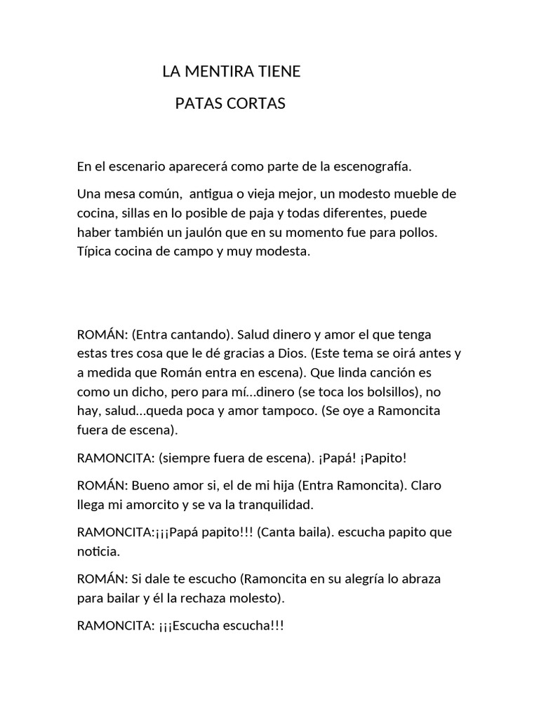 La mentira tiene patas cortas | PDF | Amor