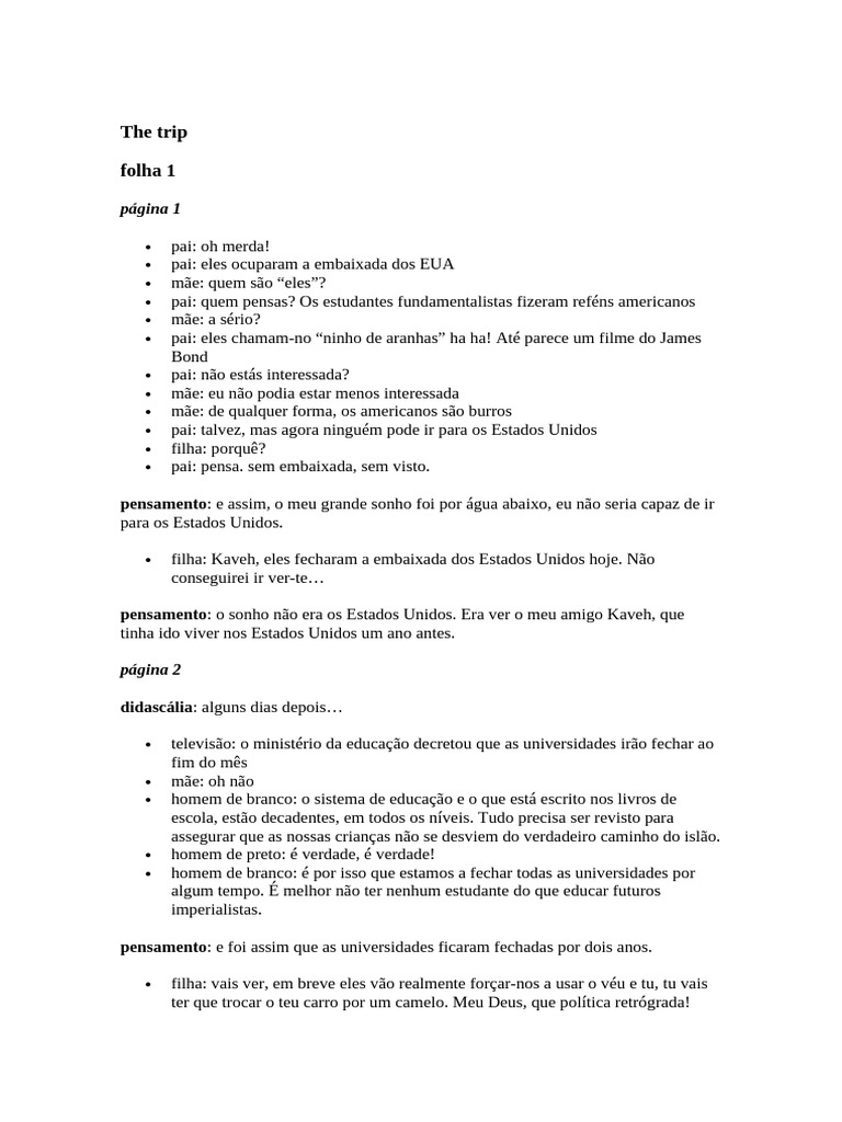 The trip - Persepolis | PDF | Pensamento | Os Estados Unidos