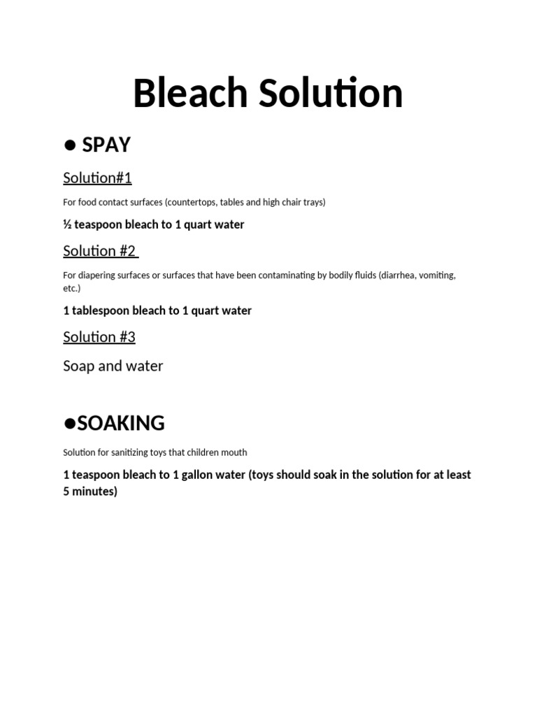 Bleach Solution | PDF