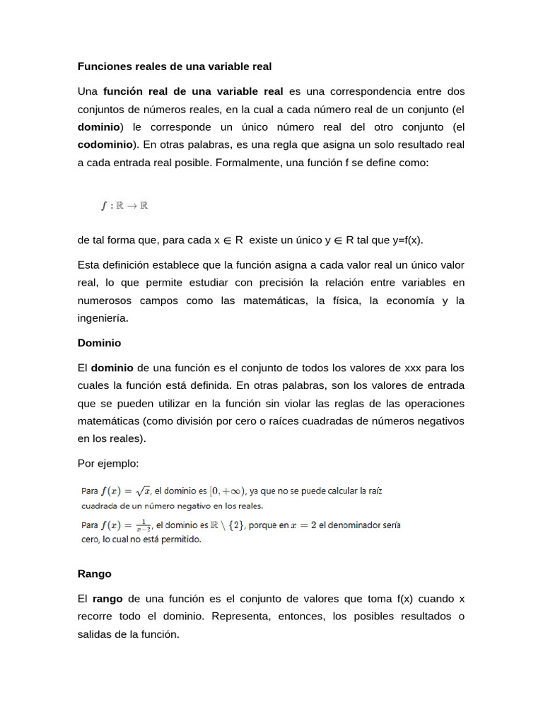 Funciones Reales de Una Variable Real | PDF | Función (Matemáticas) | Asíntota