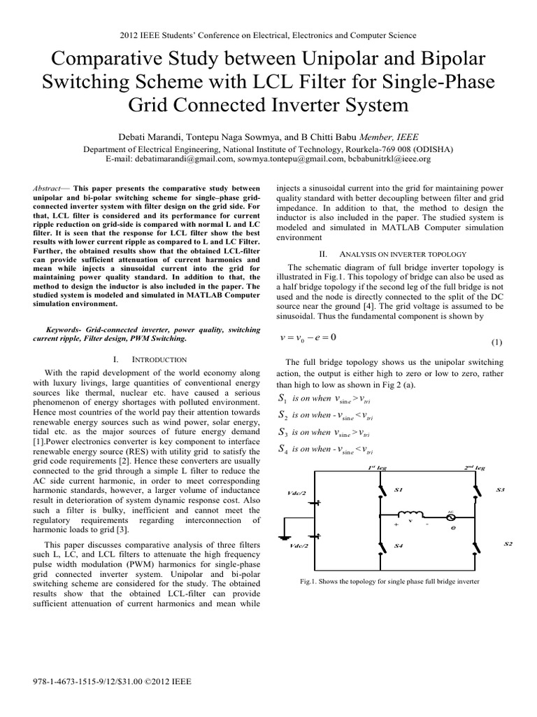 Comparative Study Between Unipolar and Bipolar Switching Scheme With ...