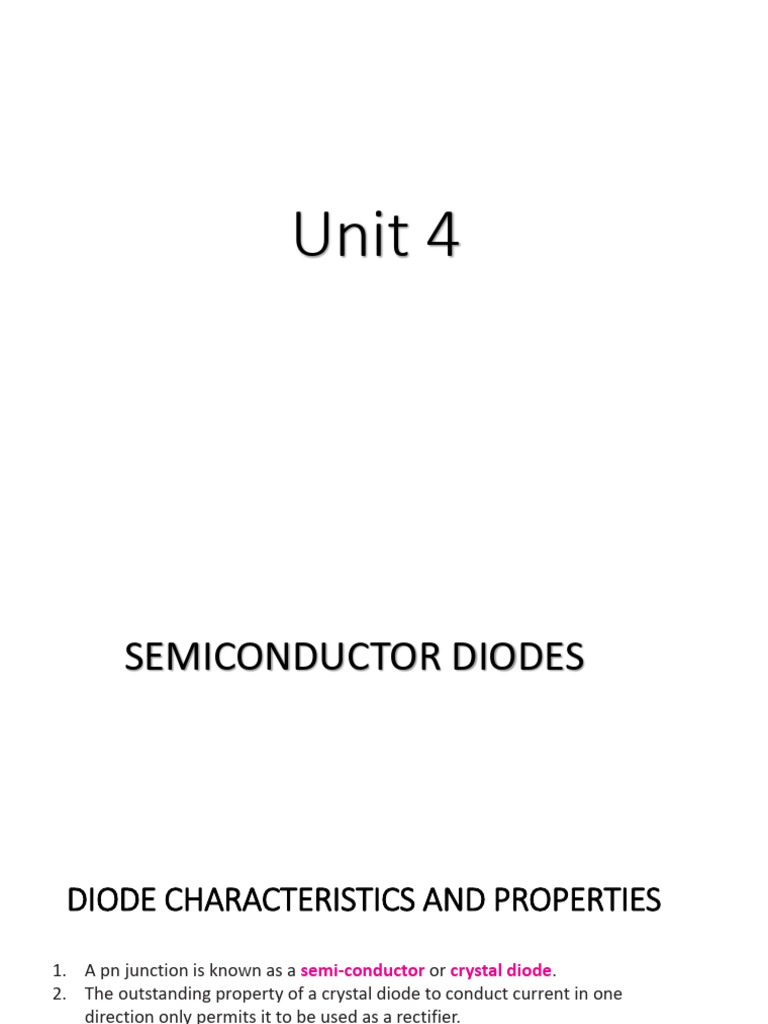 Unit 4 - Diodes, Transistors | PDF | Diode | P–N Junction