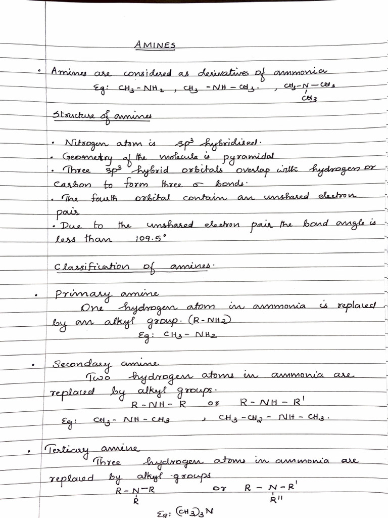 Amines Topic-1 Notes | PDF
