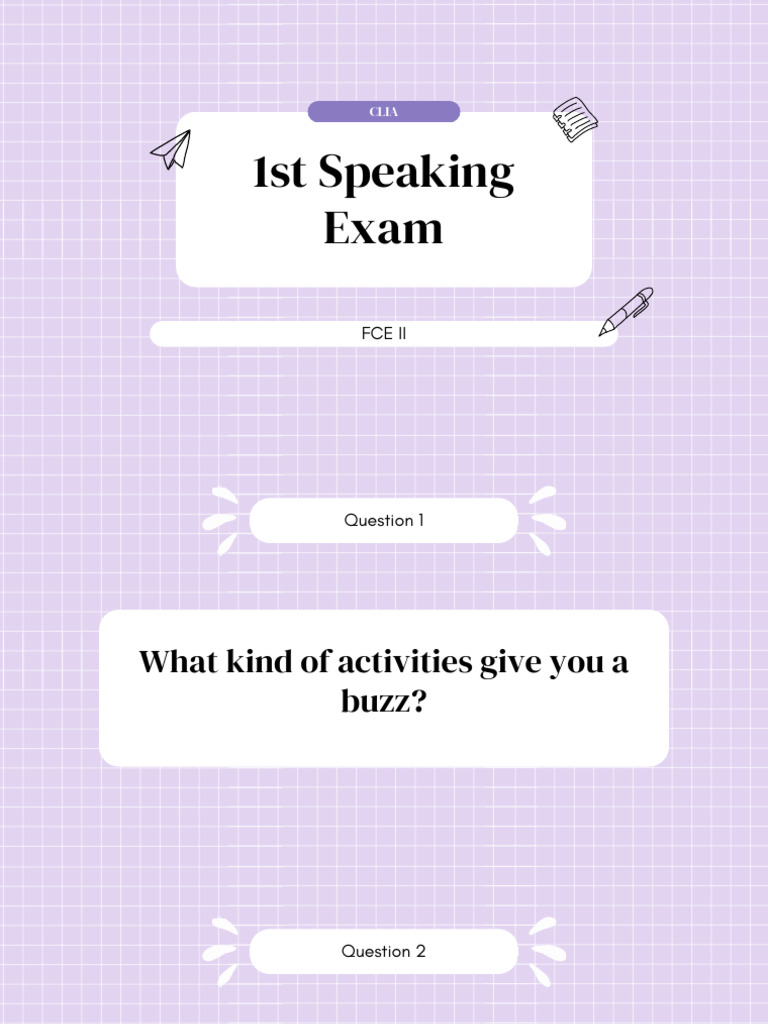 FCE Speaking Exam Questions Guide | PDF