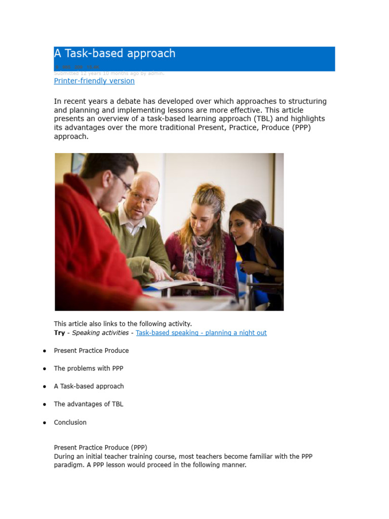 Difference Between PPP and Task-Based | PDF | Teachers | Cognitive Psychology
