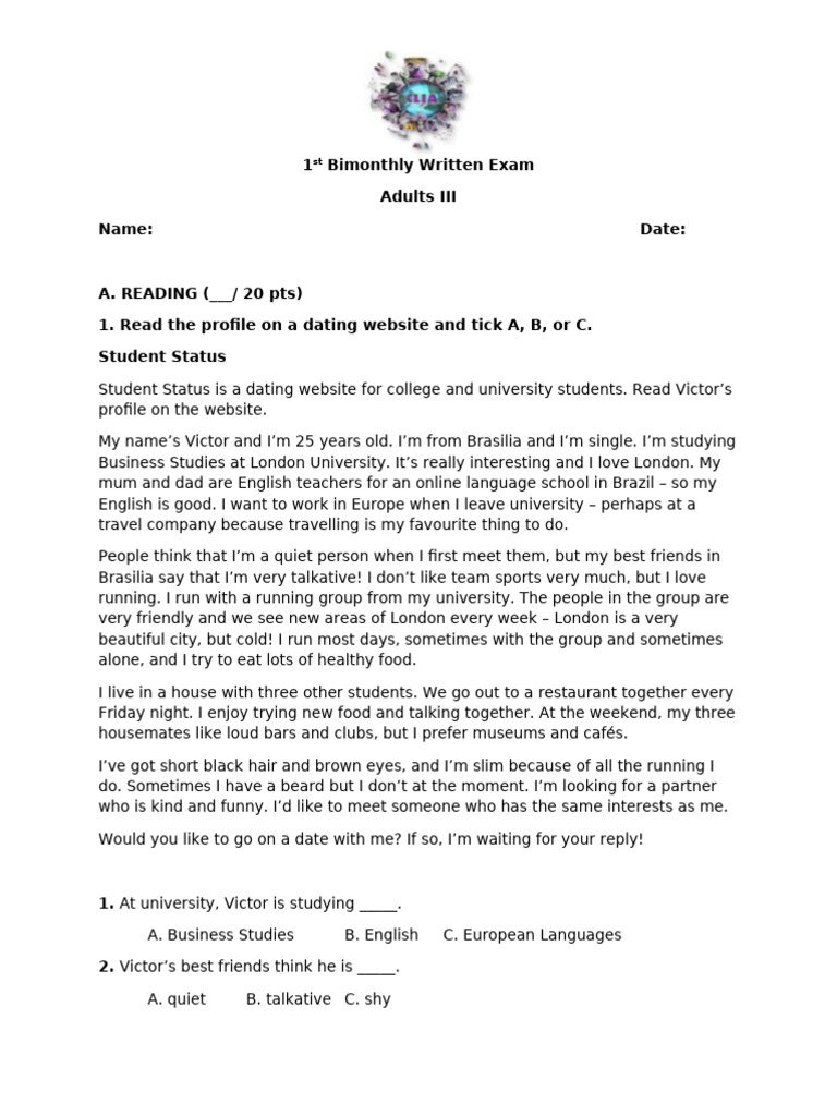 1st Written Exam - Adults III | PDF